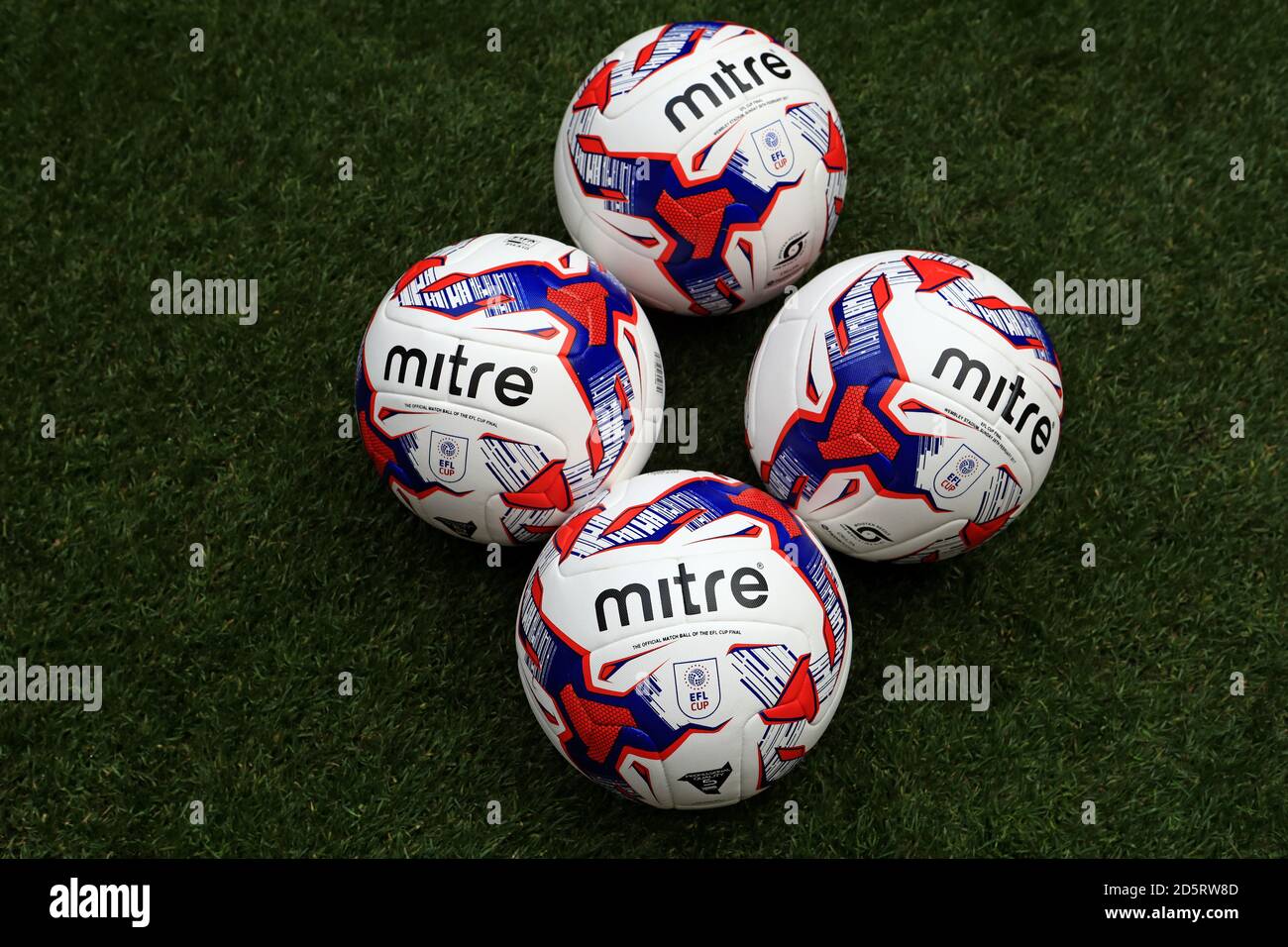 A general view of MITRE matchballs being used for the EFL Cup Final ...