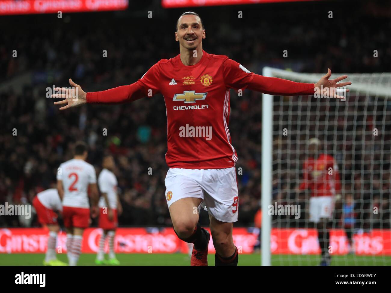 Manchester United's Zlatan Ibrahimovic celebrates scoring his side's ...