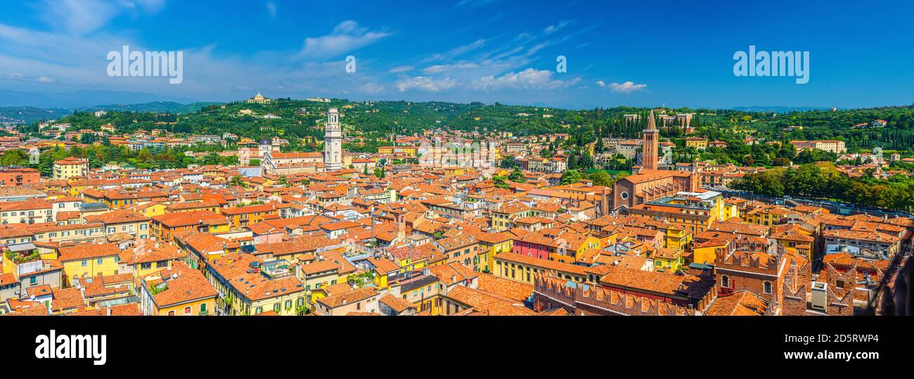 Aerial panoramic view of Verona city historical centre Citta Antica ...