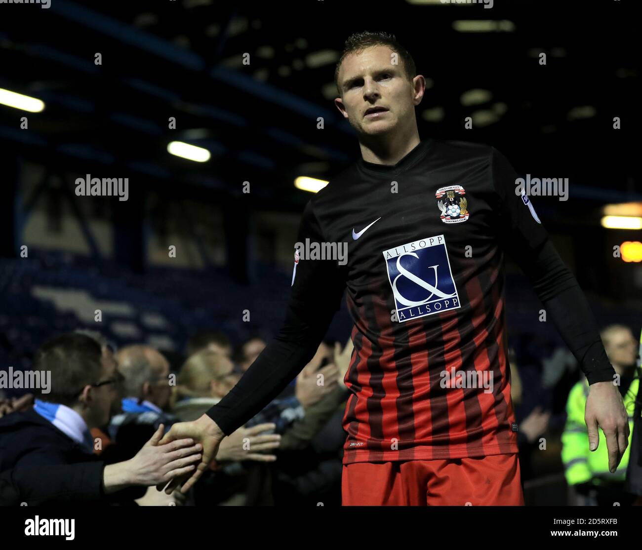 Coventry City's Stuart Beavon greets the fans after the final whistle ...
