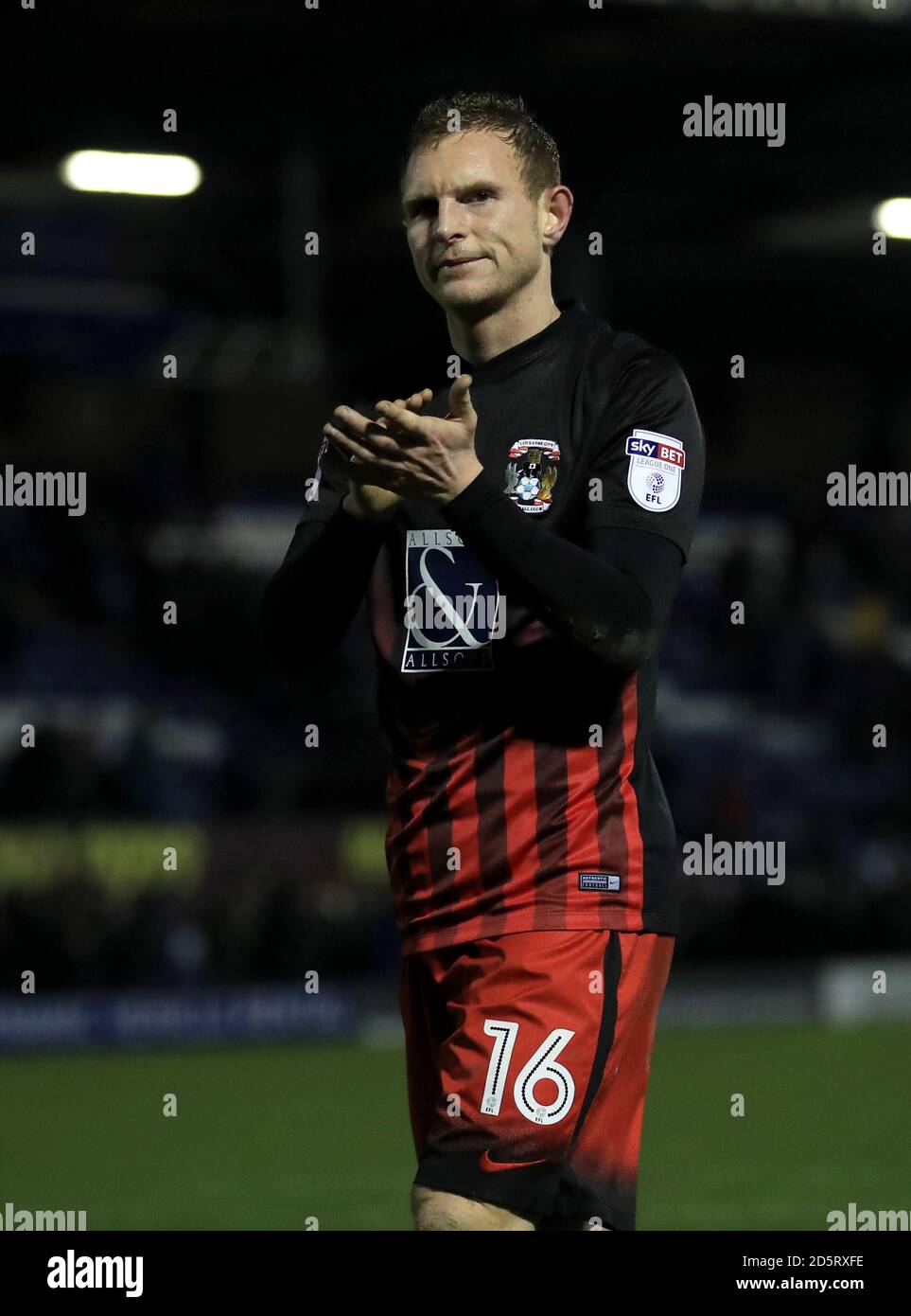 Coventry City's Stuart Beavon thanks the fans after the final whistle ...