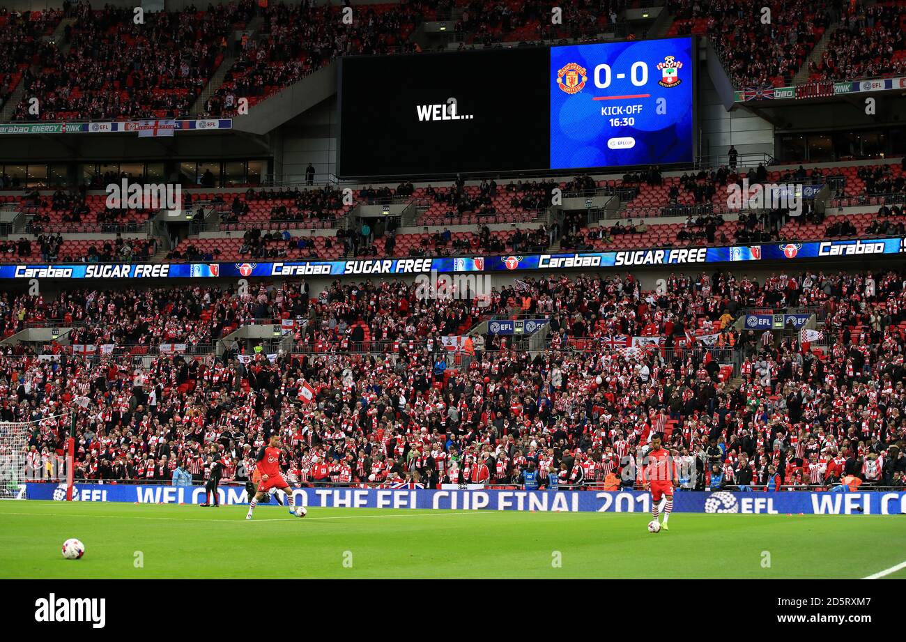 A general view of Carabao and EFL branding amongst the crowd at Wembley ...