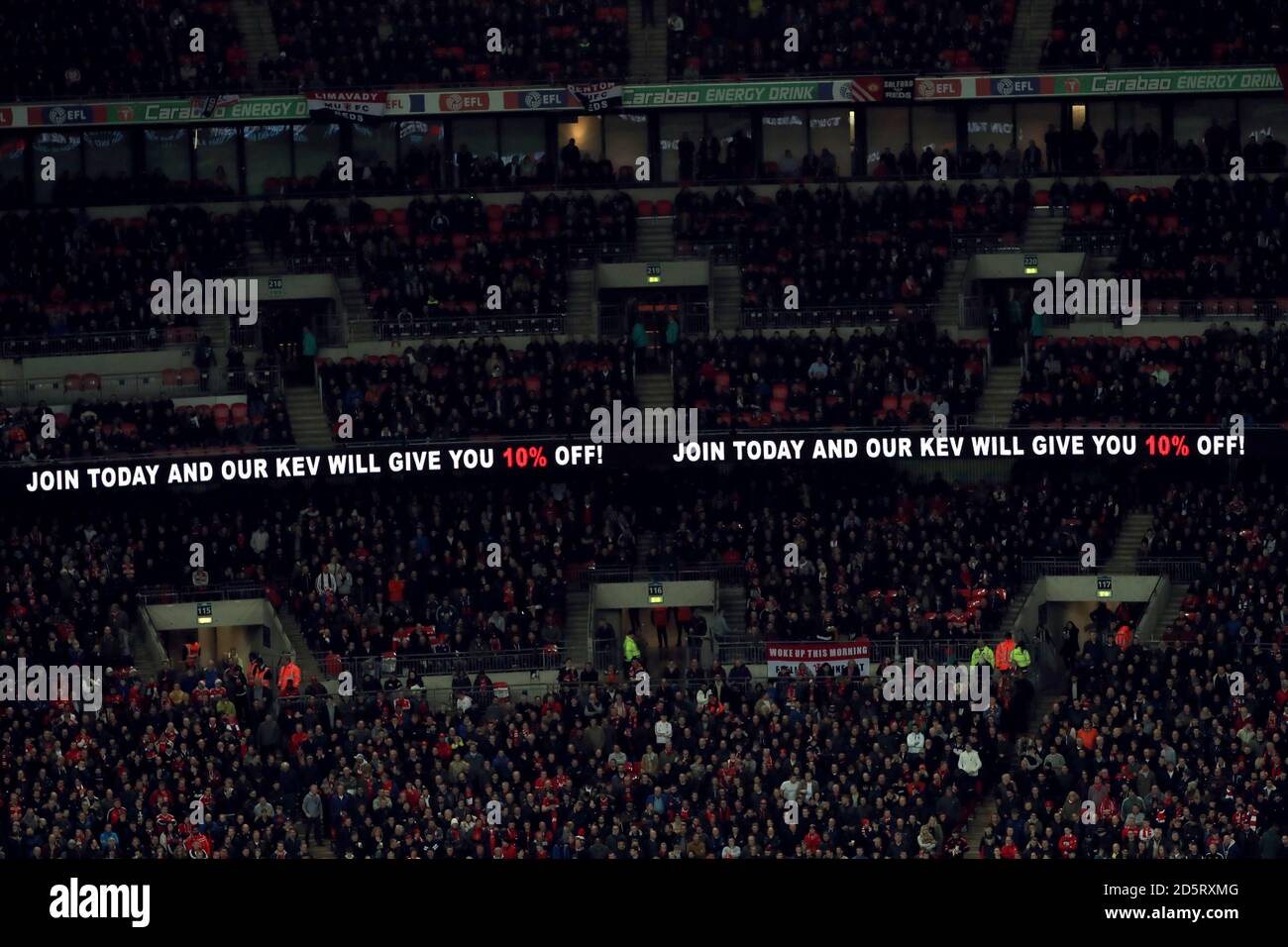 A general view of branding amongst the crowd at Wembley Stadium during ...