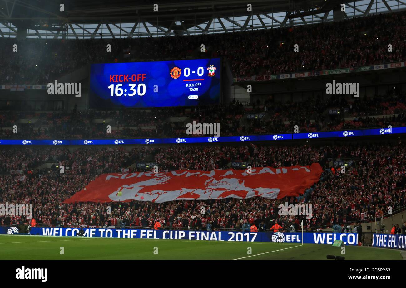 A genral view of a the big screen and EFL branding in the stands prior ...