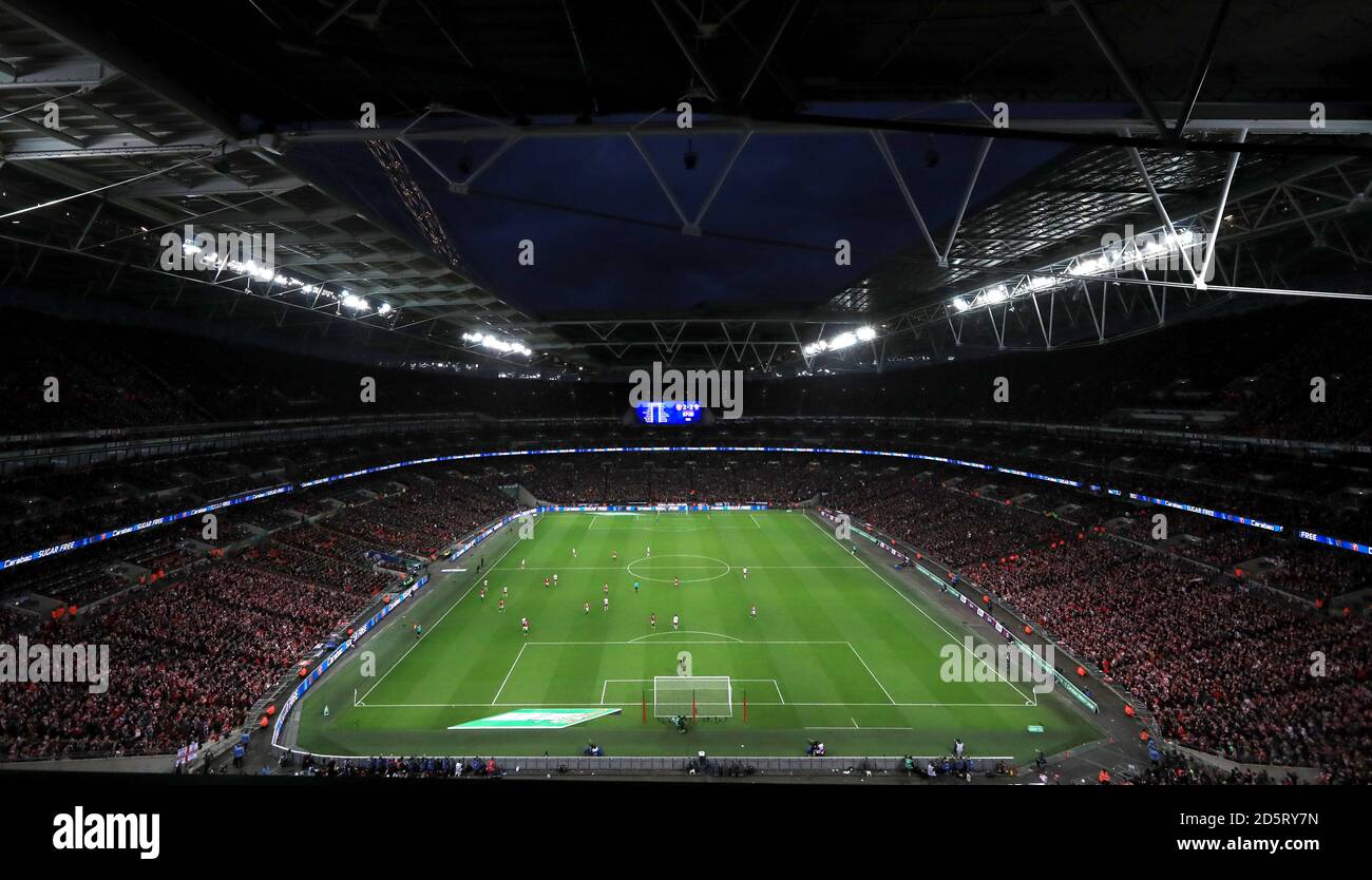 A general view from the top of the stands at Wembley Stadium during the ...