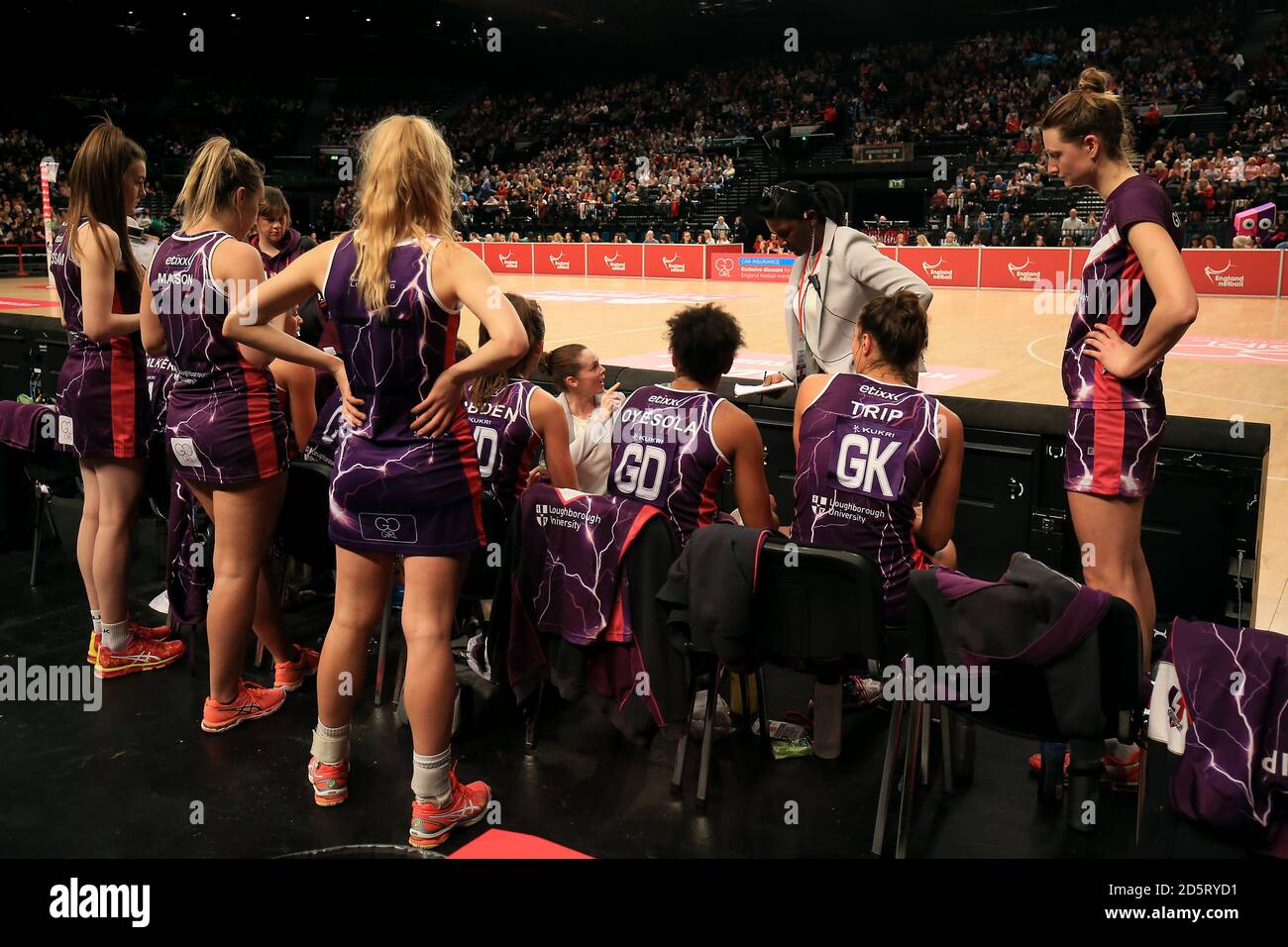 Loughborough Lightning Coach Karen Atkinson (centre) talks tactics ...