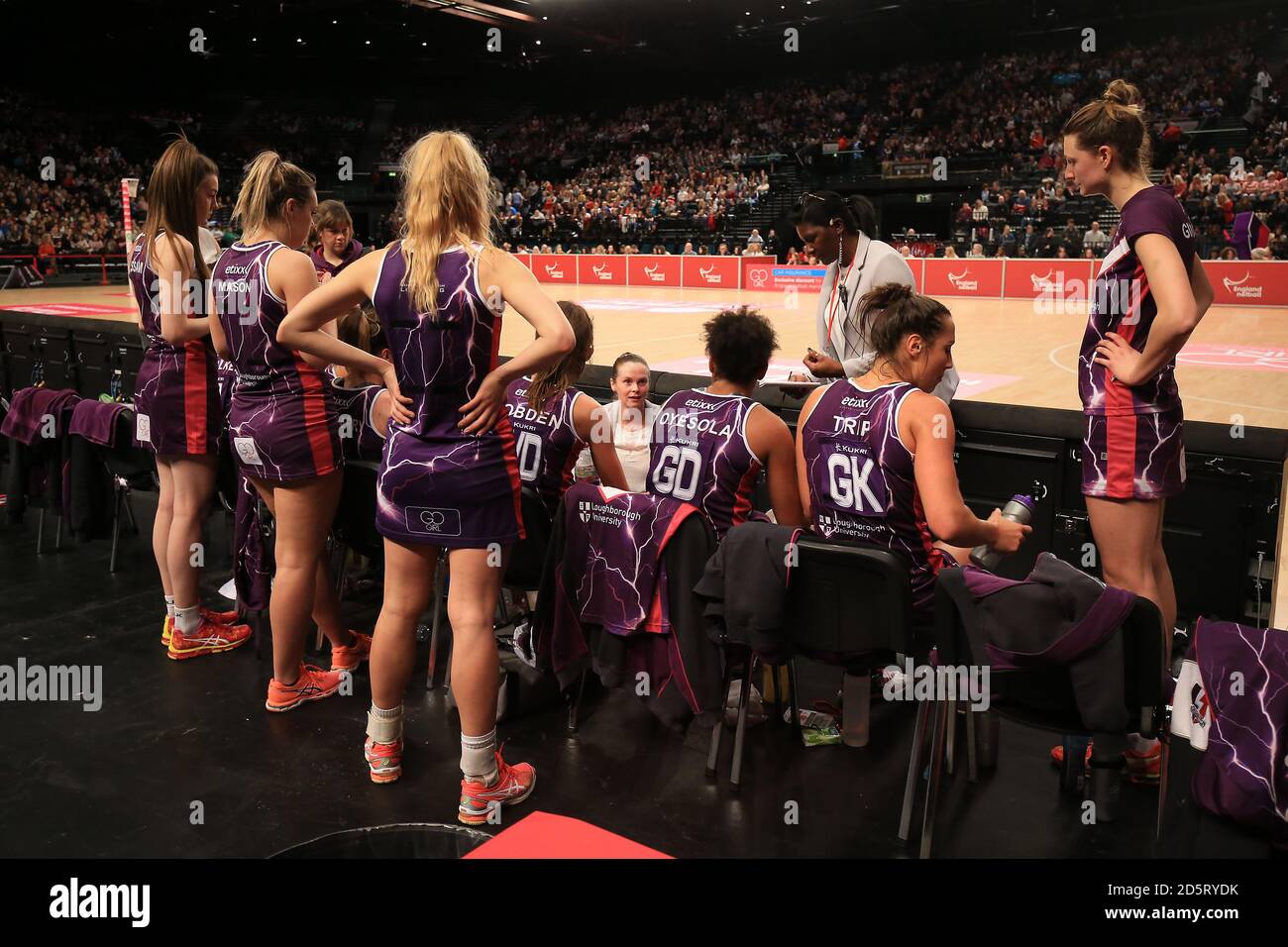 Loughborough Lightning Coach Karen Atkinson (centre) talks tactics ...