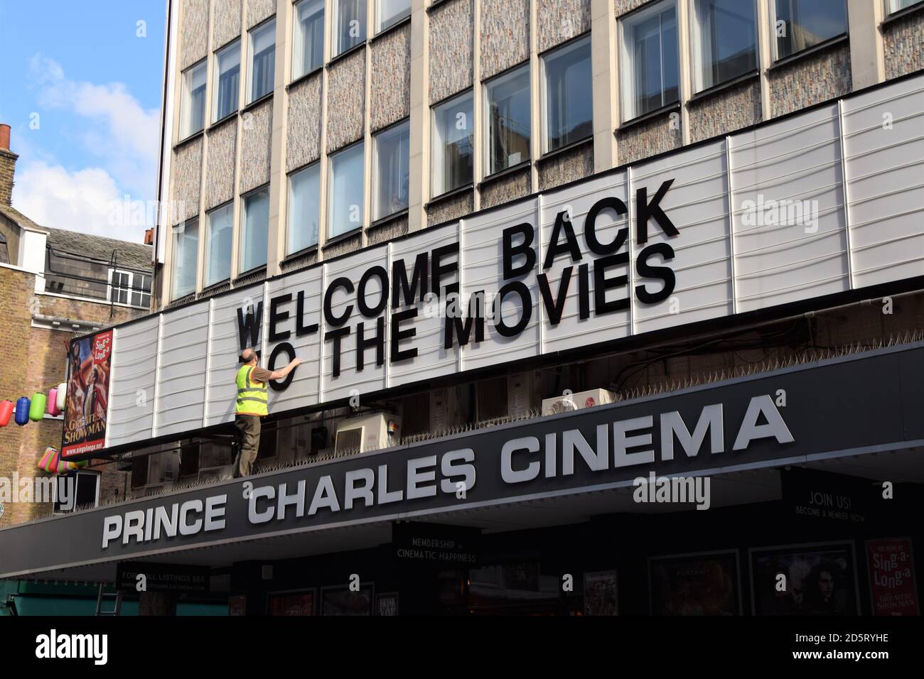 London, UK. 14th Oct 2020. Welcome Back To The Movies marquee ...