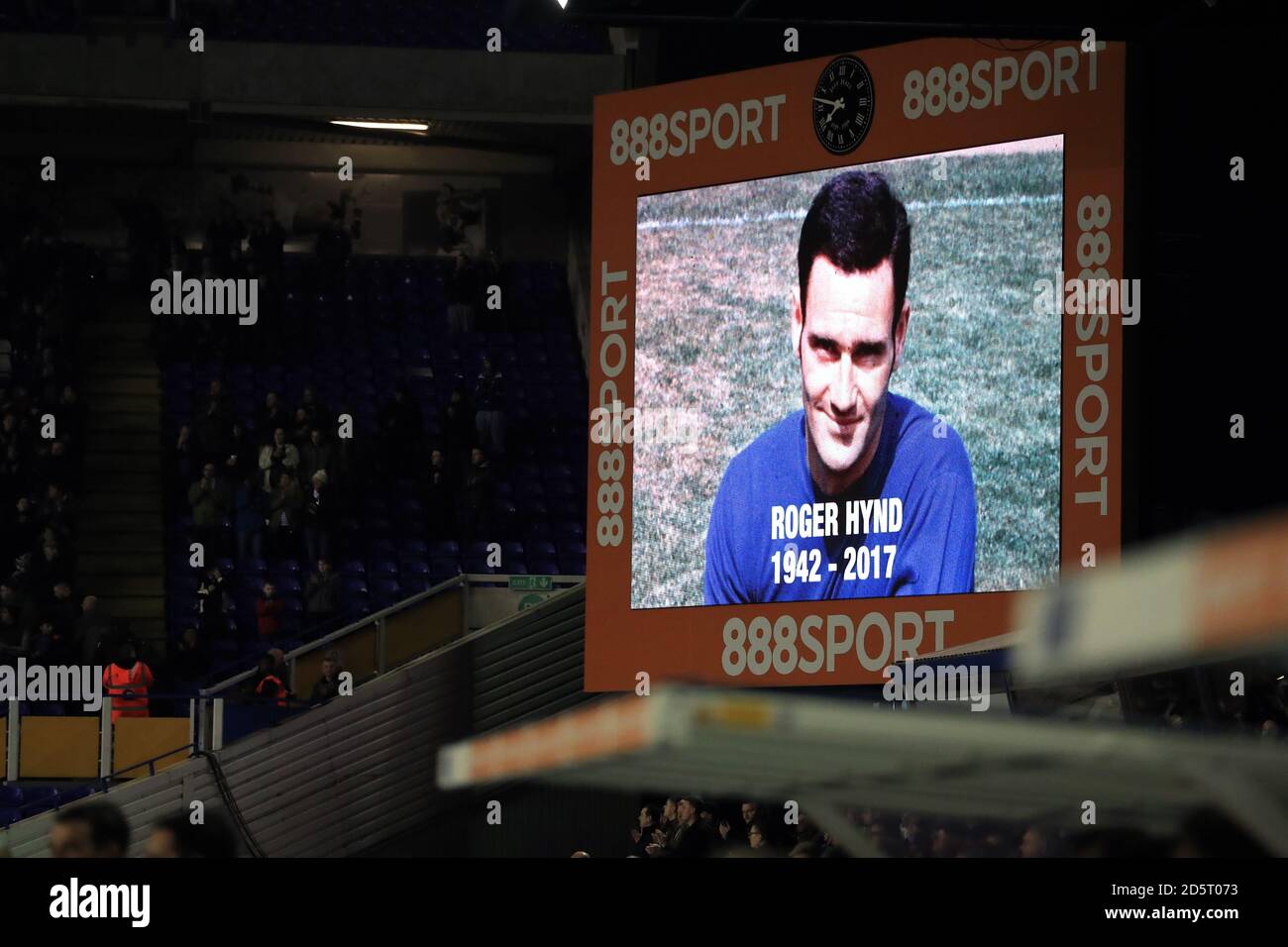 A tribute to former Birmingham City player Roger Hynd is shown on the ...