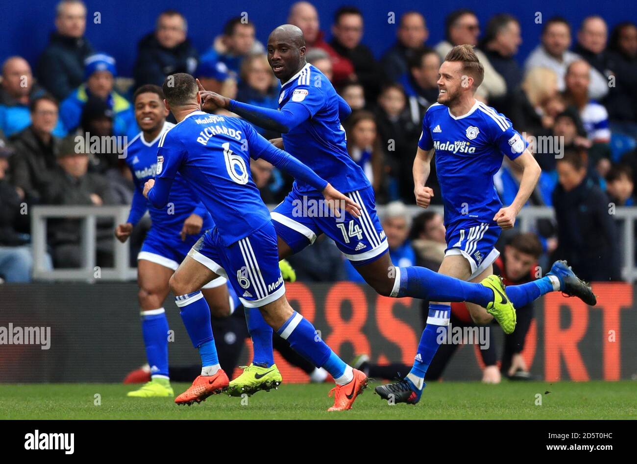 Cardiff citys sol bamba celebrates scoring hi-res stock photography and ...