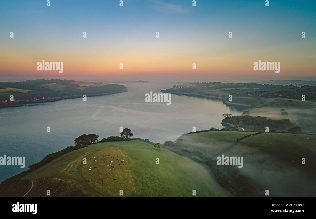 Helford Passage, Cornwall, Aerial Panoramic Stock Photo - Alamy