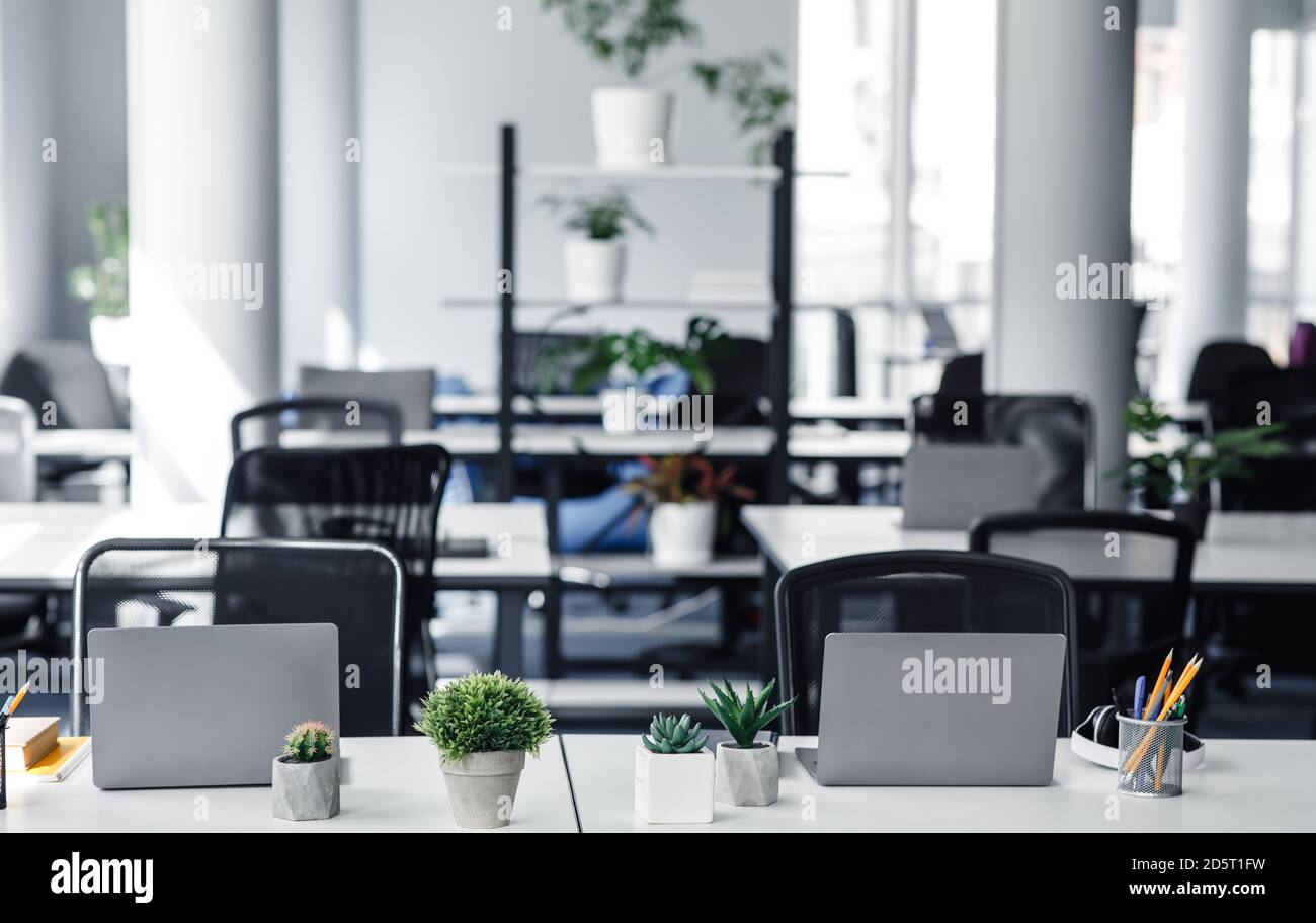 Coworking eco-office and absence of workers during quarantine Stock ...