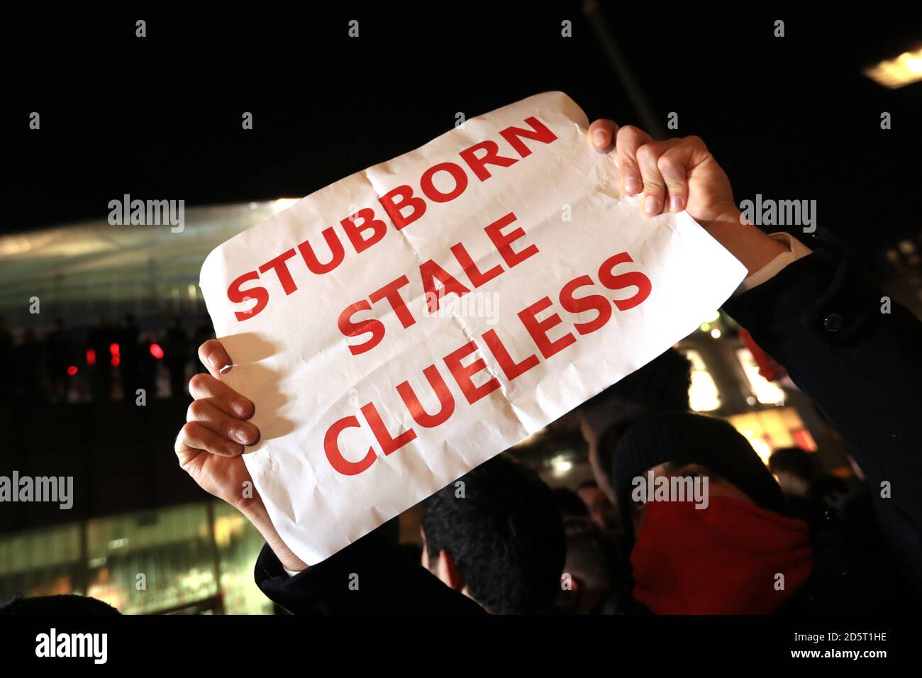Arsenal supporters protest outside of the Emirates Stadium Stock Photo ...