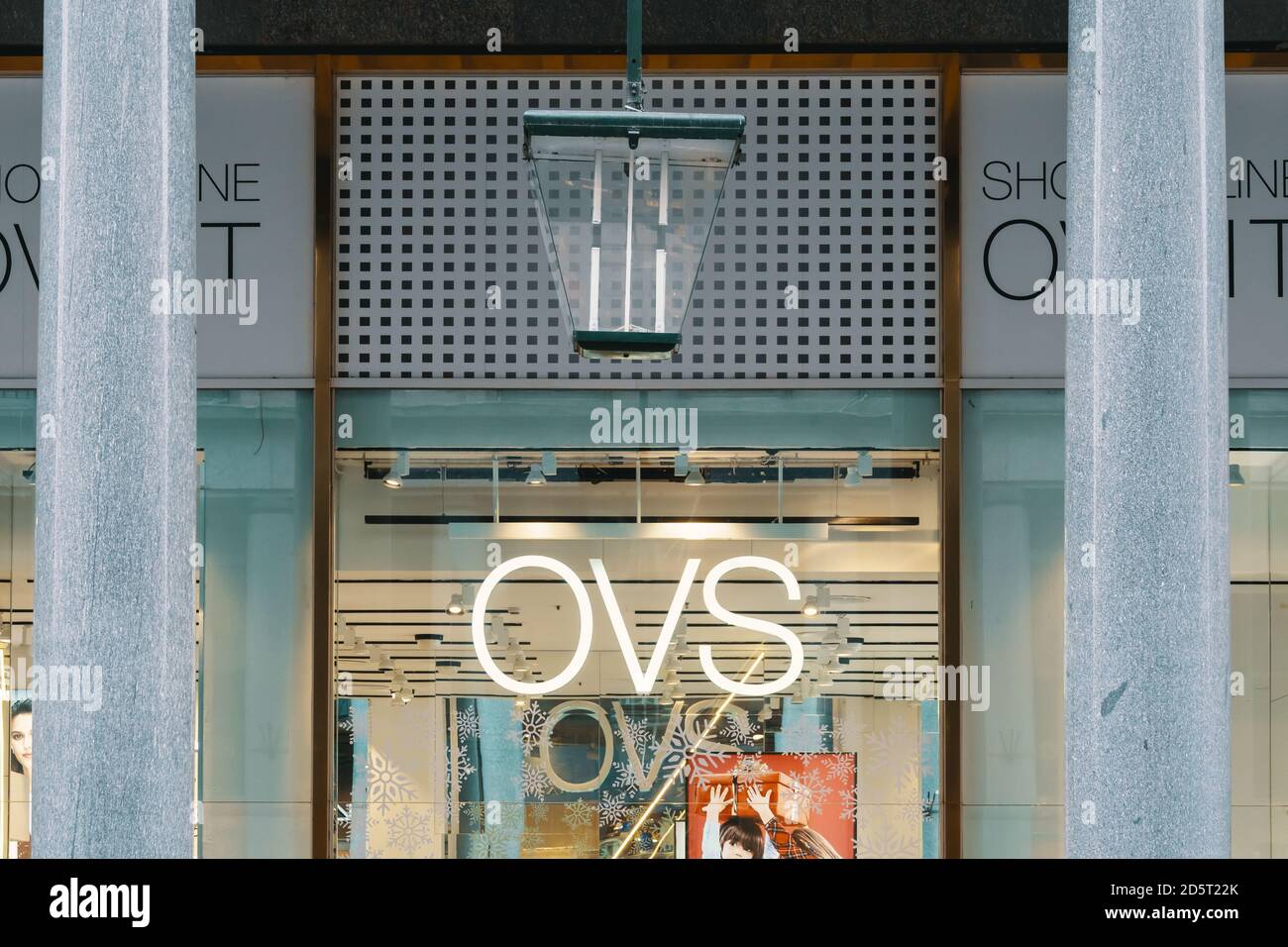 OVS logo and showcase of the store Stock Photo - Alamy
