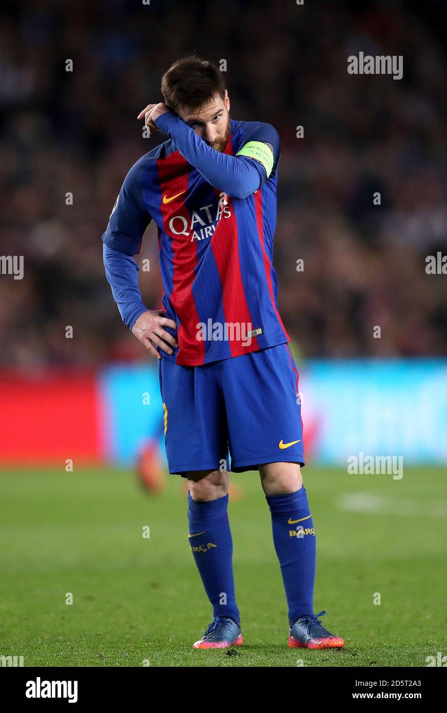 Barcelona's Lionel Messi reacts Stock Photo - Alamy