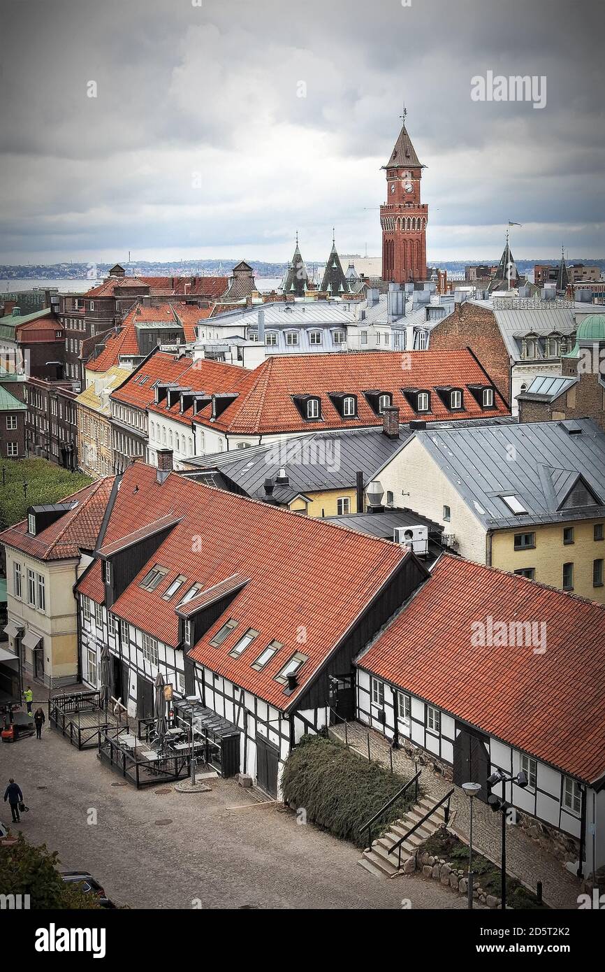 HELSINGBORG, SWEDEN - OCTOBER 06, 2020: An elevated view of the city of ...