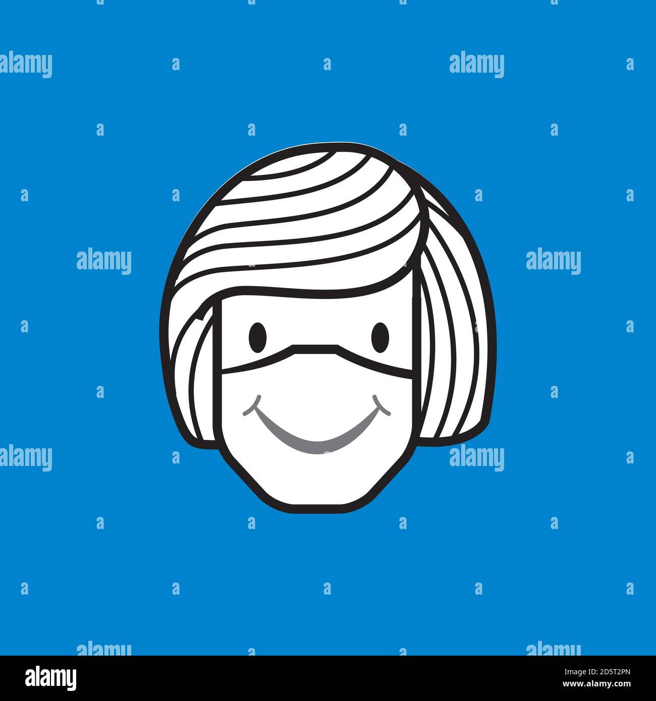 Girl with face mask vector illustration. Girl with facer mask sign ...