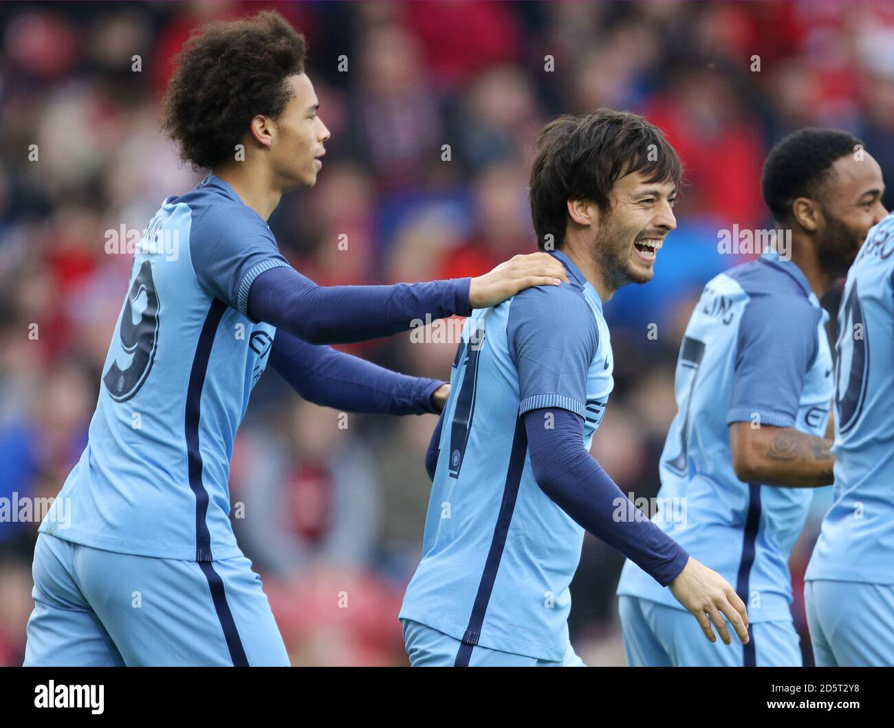 Manchester City's David Silva (right) celebrates scoring his side's ...