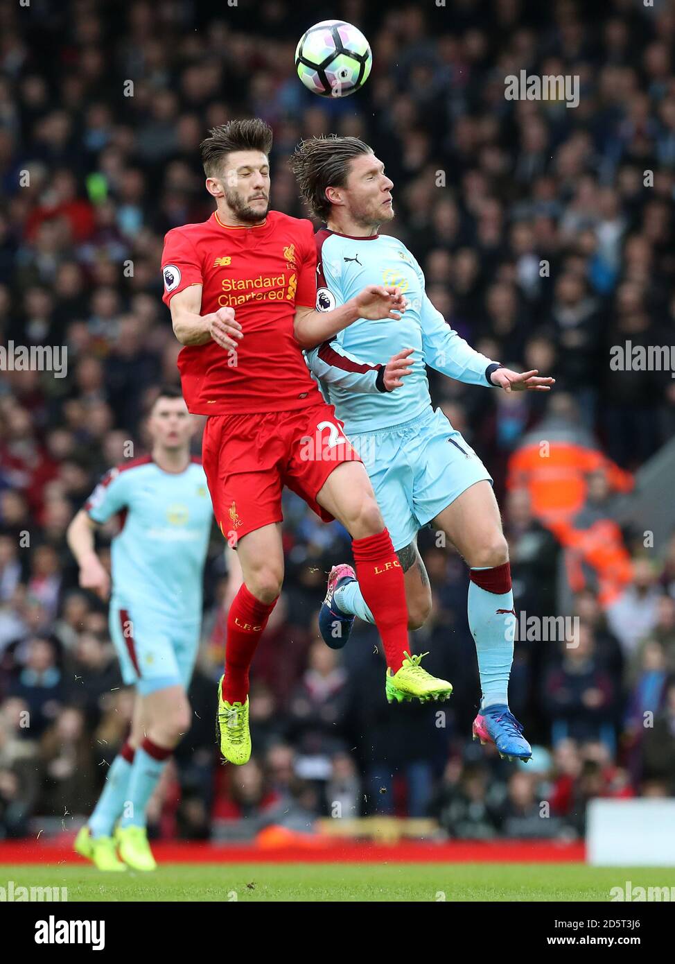 Liverpool's Adam Lallana (left) and Burnley's Jeff Hendrick (right ...