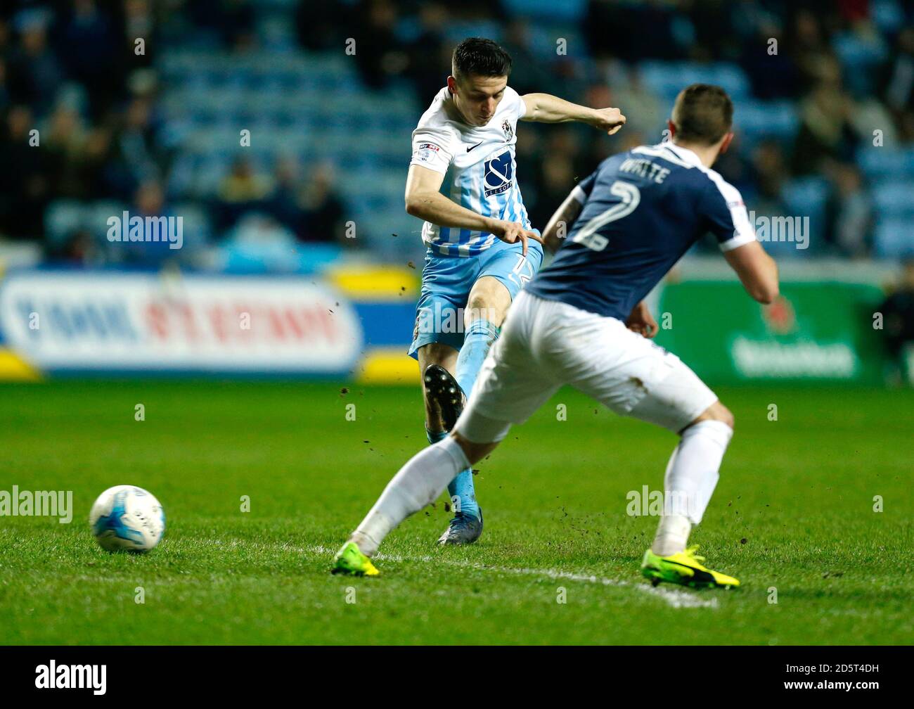 Coventry City's Callum Reilly shoots for goal Stock Photo - Alamy
