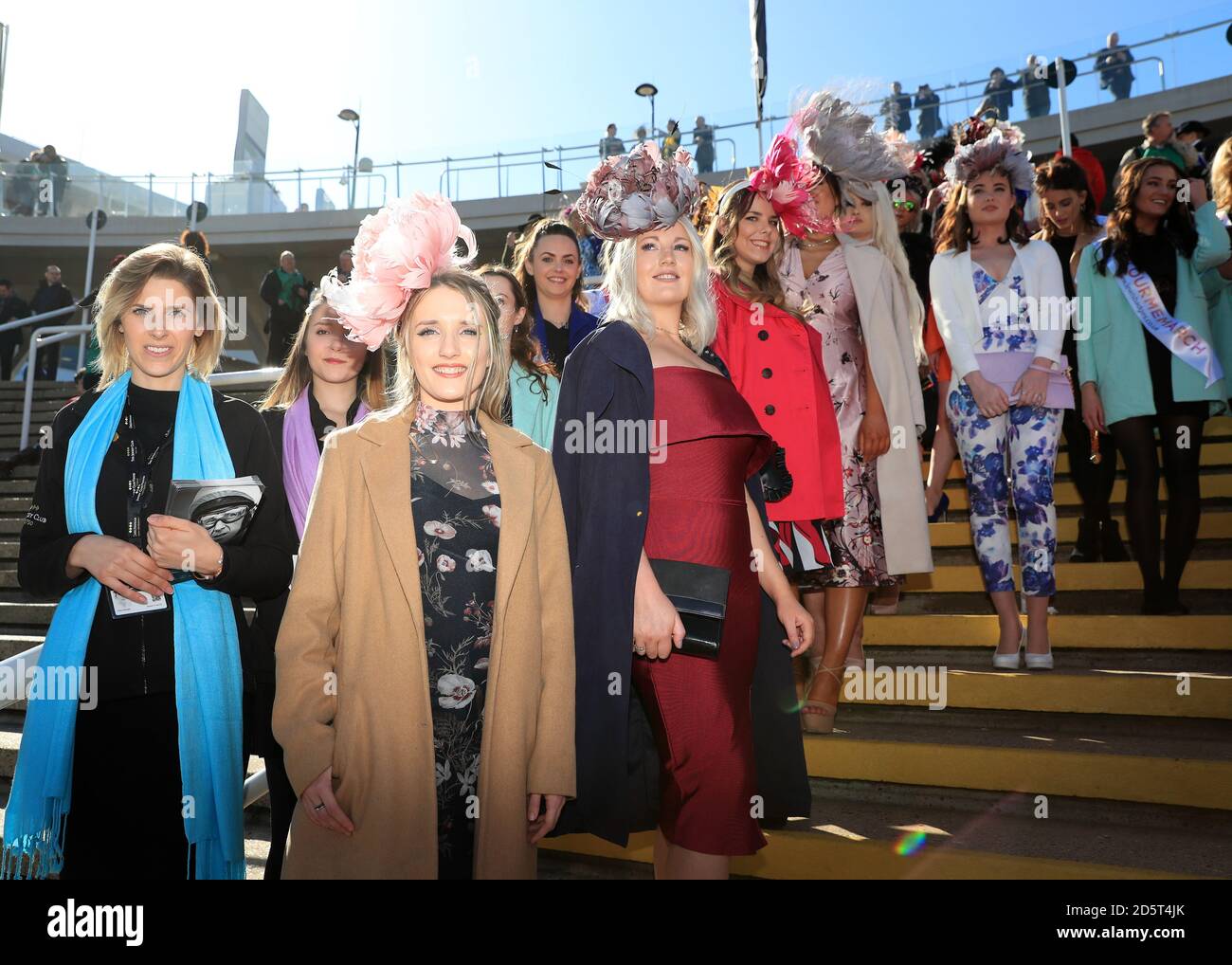 Female racegoers in the parade ring during Ladies Day of the 2017 ...