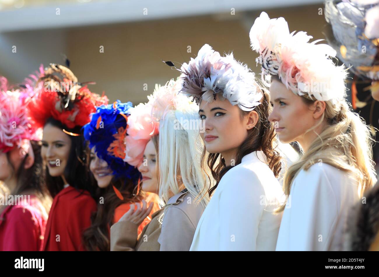 Female racegoers in the parade ring during Ladies Day of the 2017 ...
