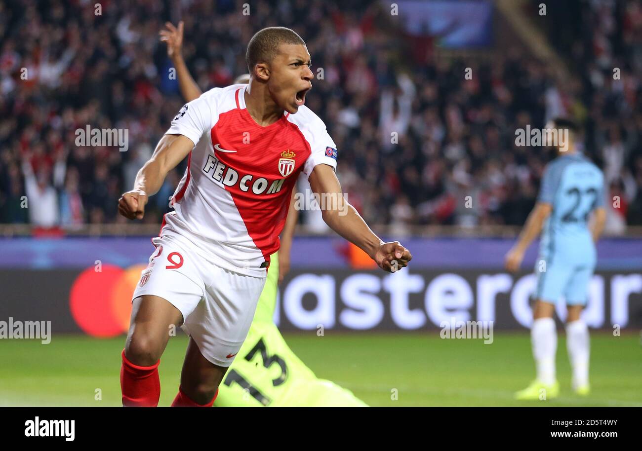 AS Monaco's Kylian Mbappe-Lottin celebrates scoring his side's first ...