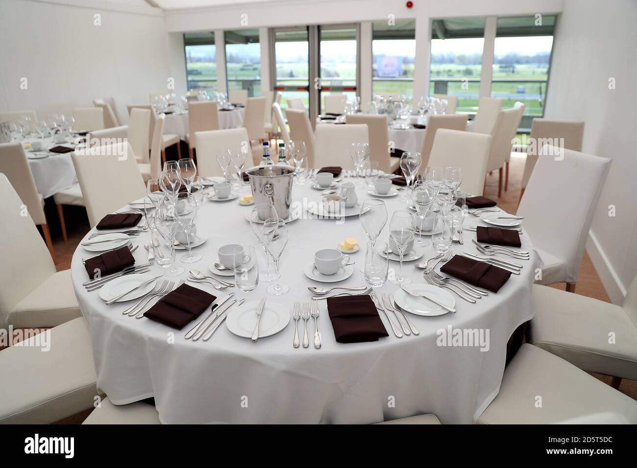 Table place settings at Chez Roux Restaurant during Ladies Day of the ...