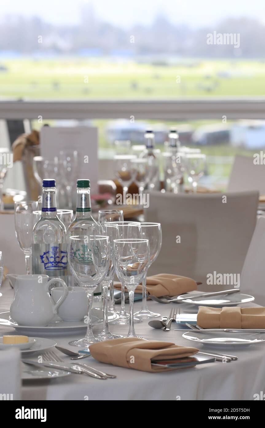Table place settings at Chez Roux Restaurant during Ladies Day of the ...