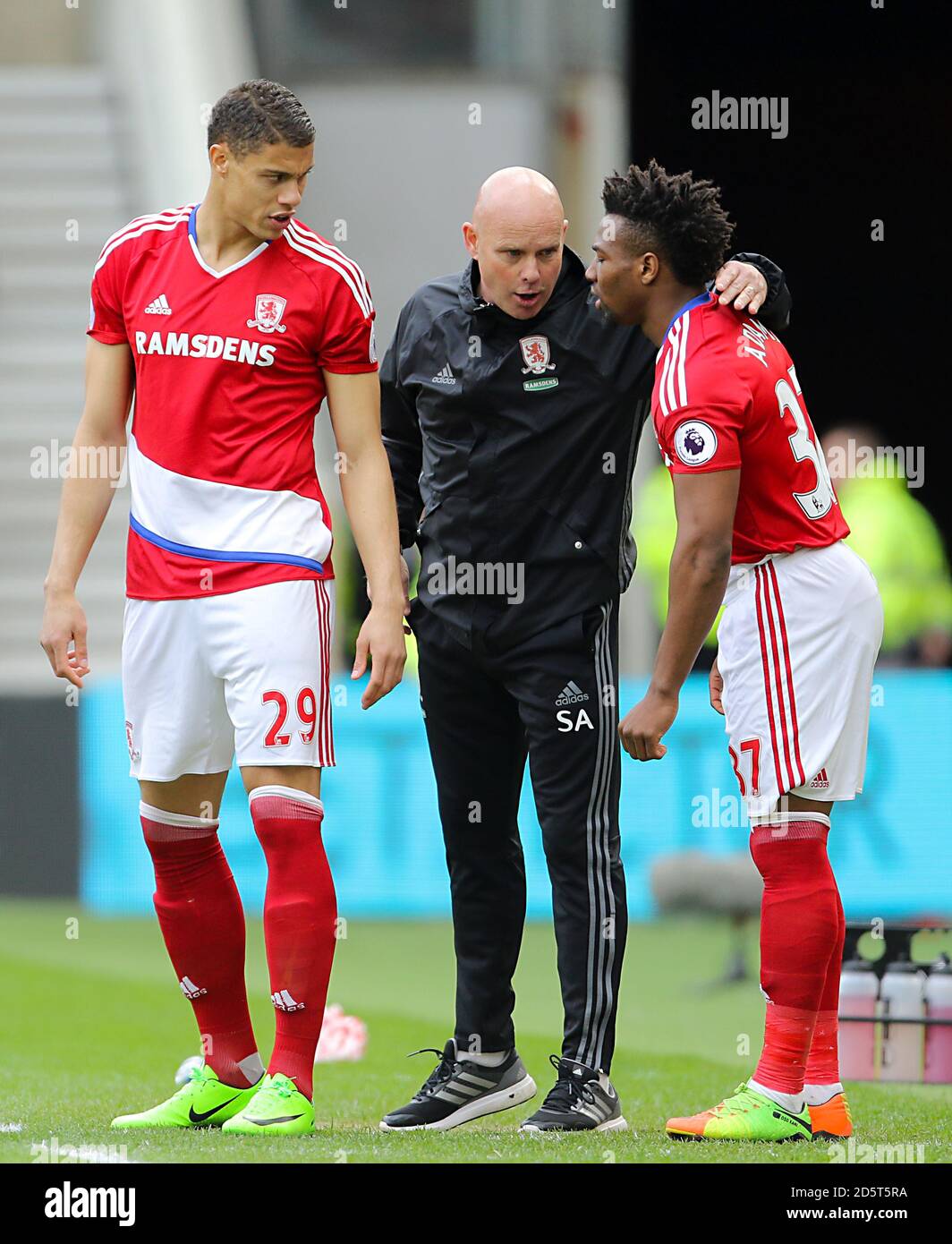 Middlesbrough Head Coach Steve Agnew (centre) speaks with Middlesbrough ...