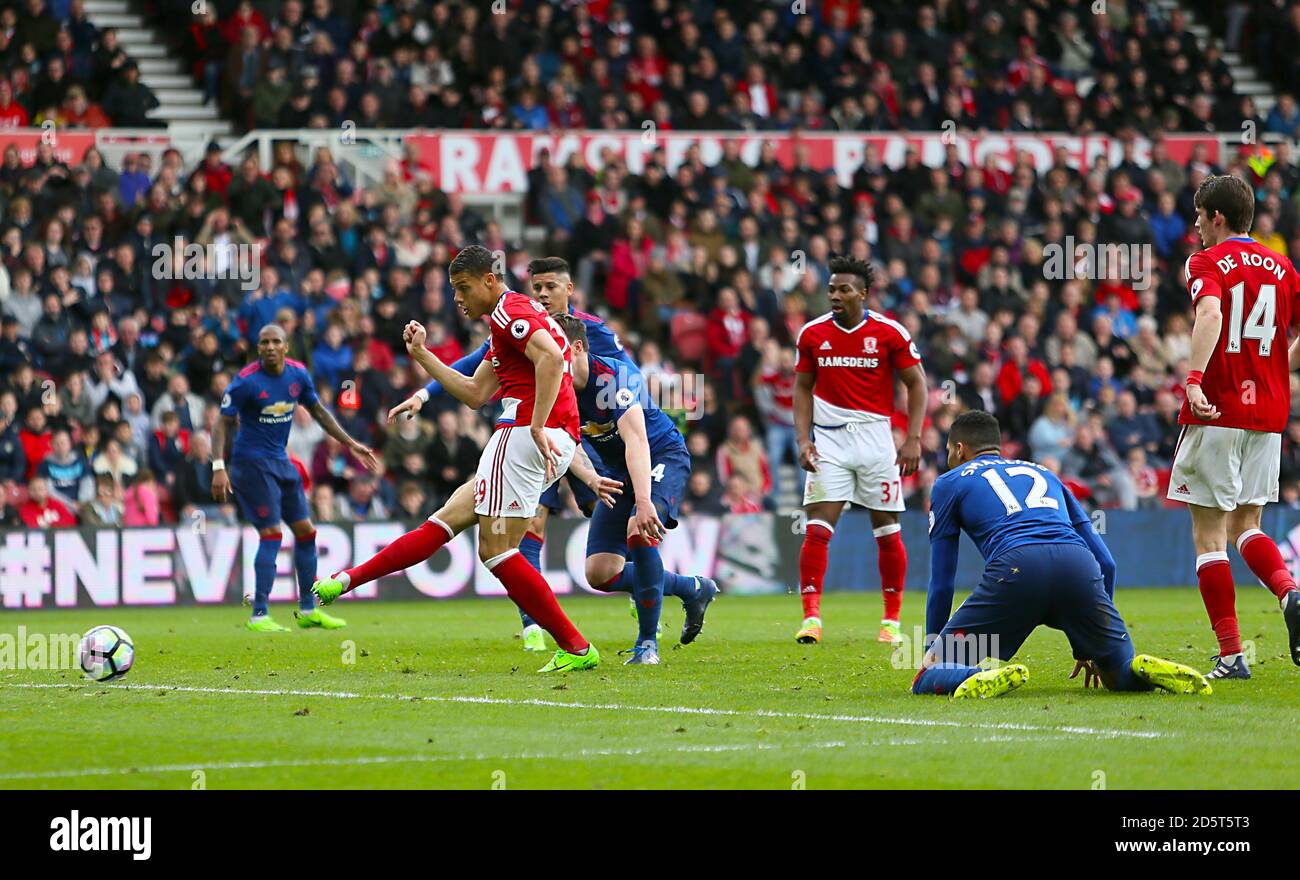 Middlesbrough's Rudy Gestede on his way to scoring his side's first ...