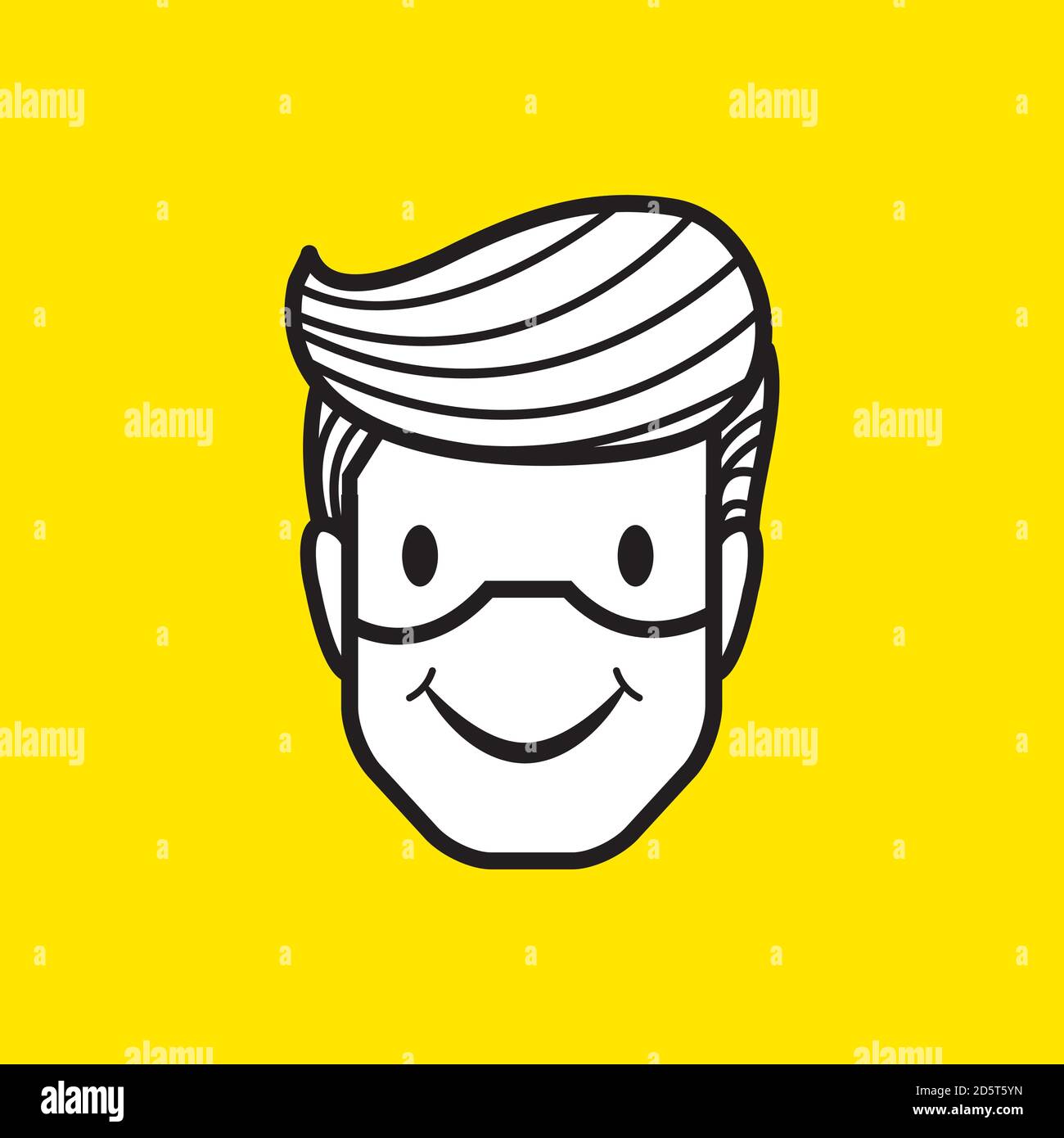 Boy with face mask vector logo > Boy with face mask vector sign.Boy ...