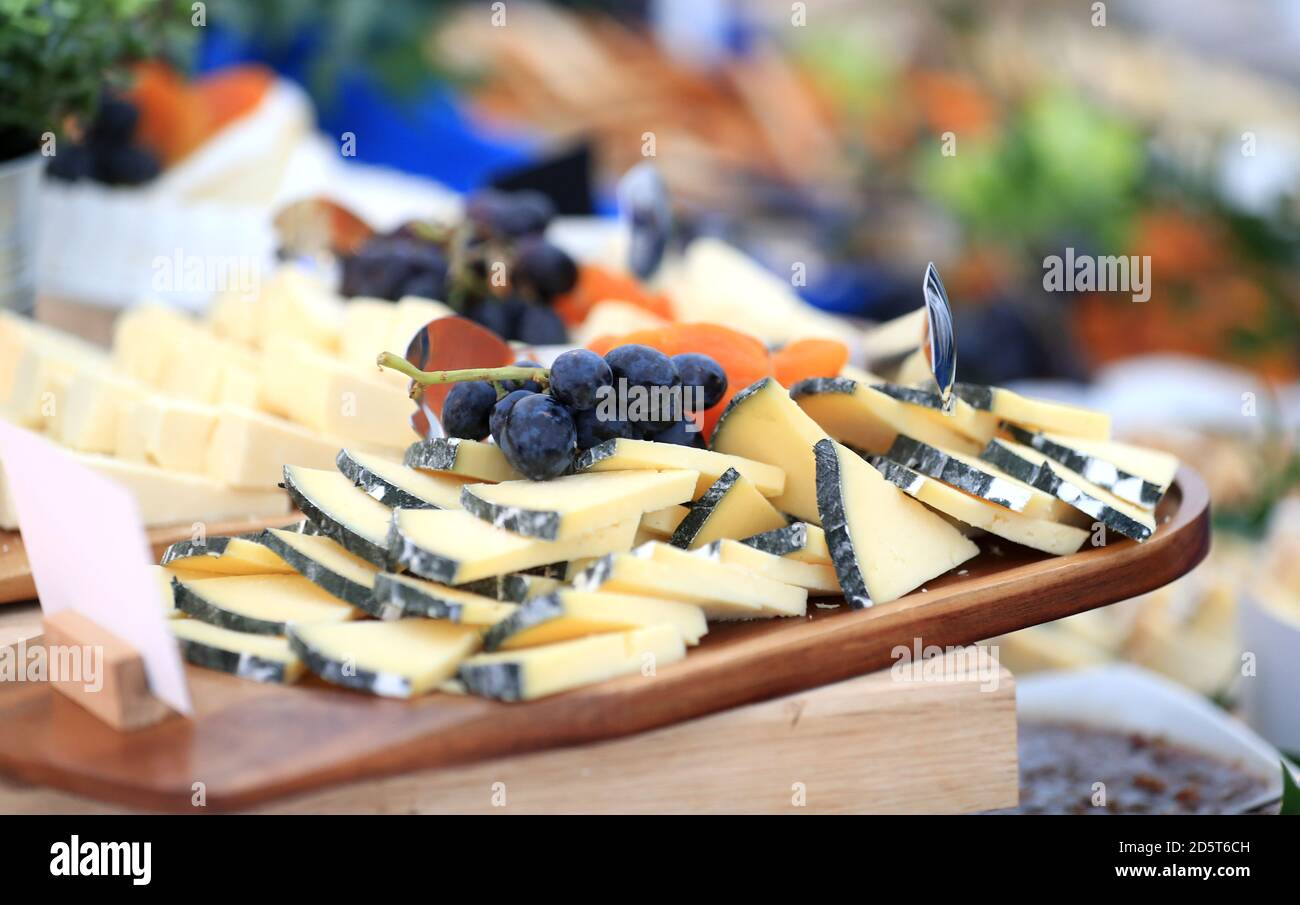A general view of food ready to be served in the Paddock View ...