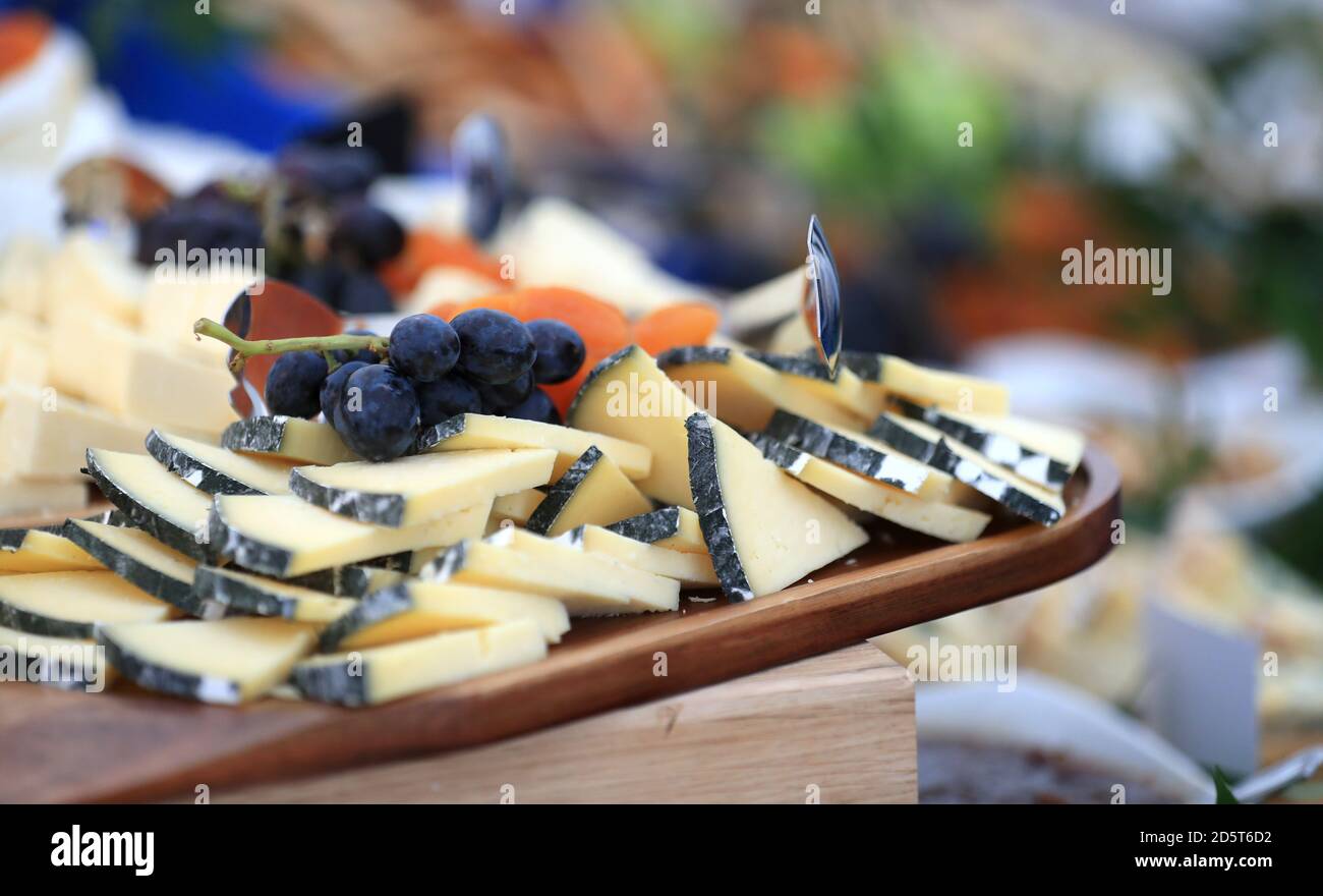 A general view of food ready to be served in the Paddock View ...