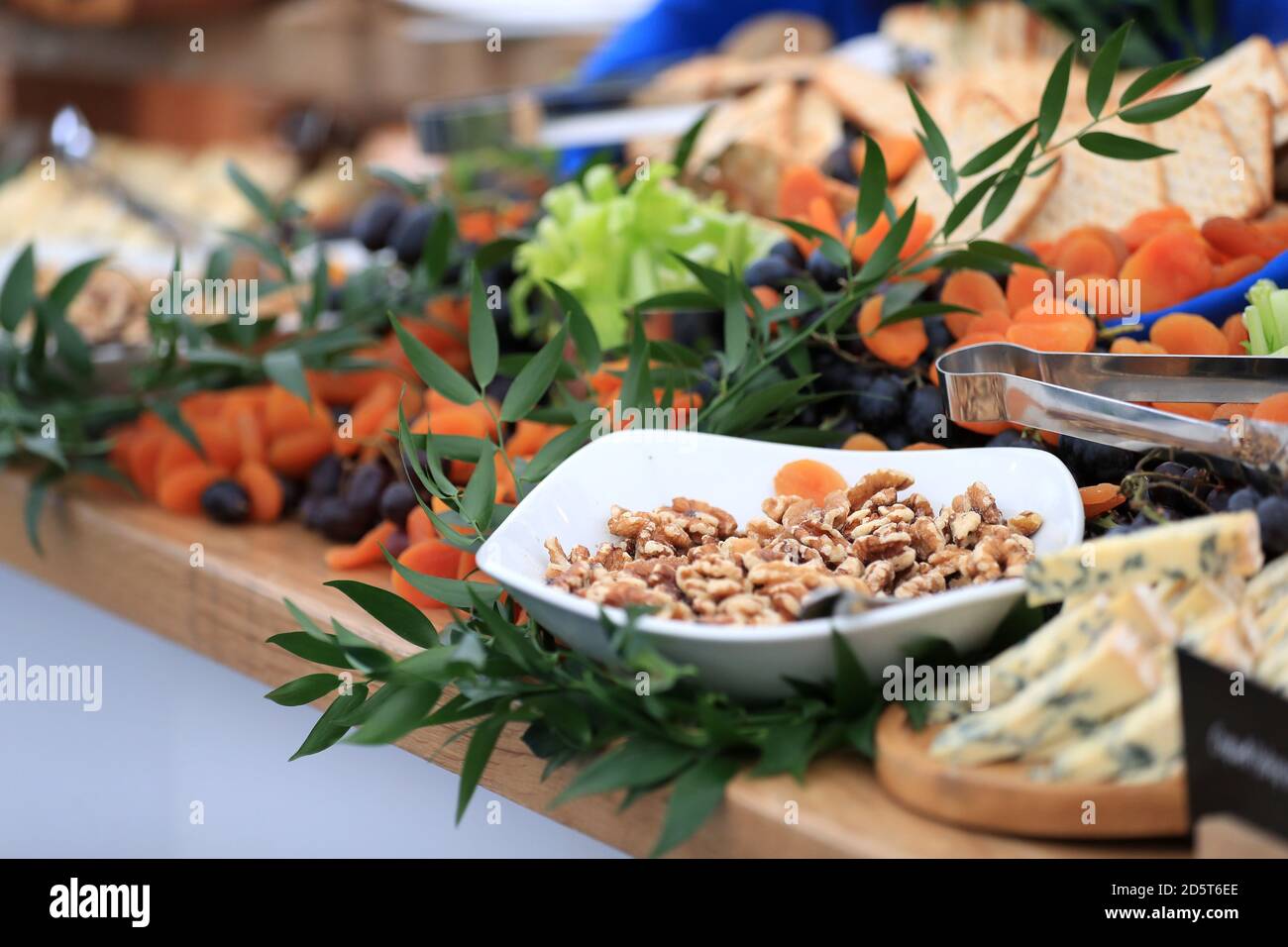 A general view of food ready to be served in the Paddock View ...