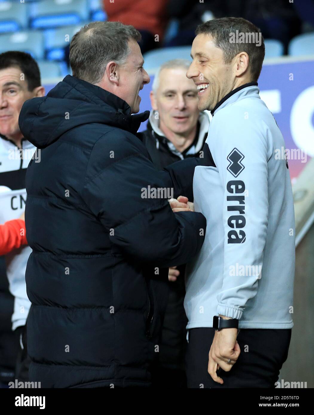 Coventry City manager Mark Robins (left) and Port Vale manager Stock ...
