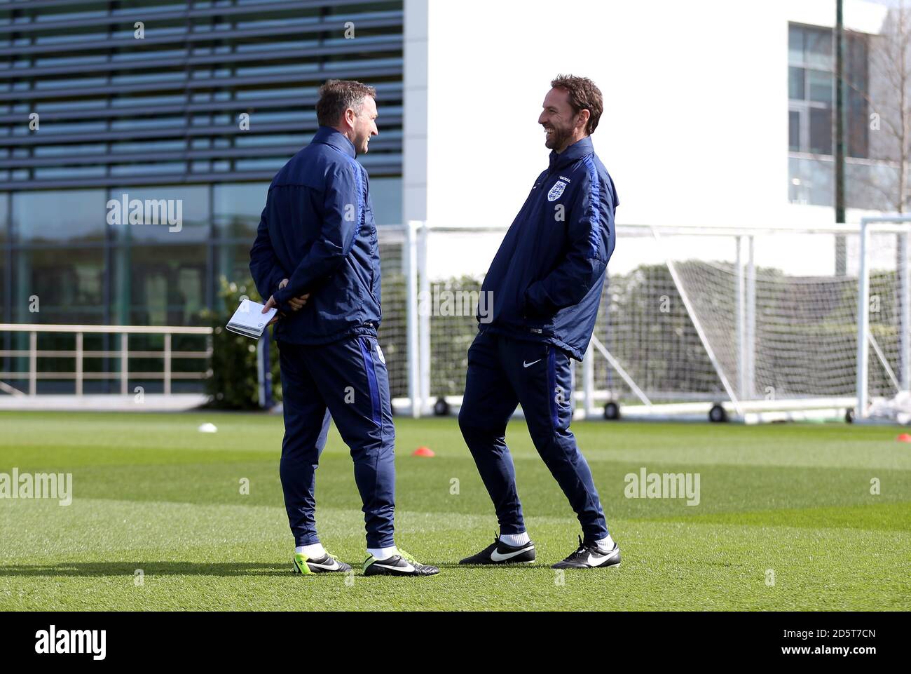 England manager Gareth Southgate and assistant Steve Holland (left) at ...