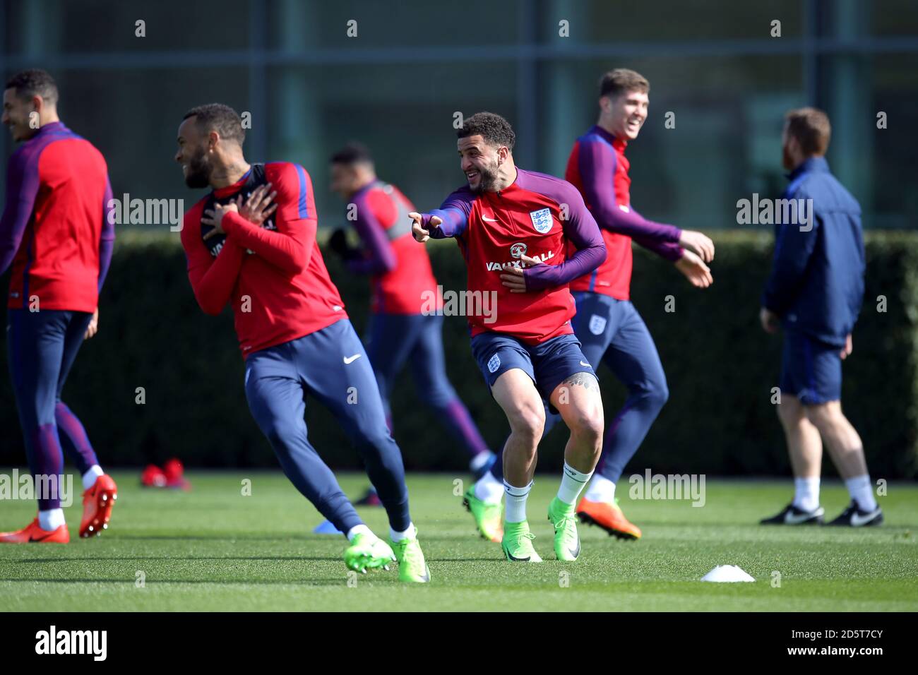 England's Ryan Bertrand and Kyle Walker (right) during training at ...