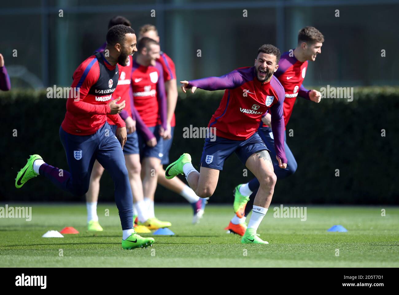 England's Ryan Bertrand and Kyle Walker (right) during training at ...