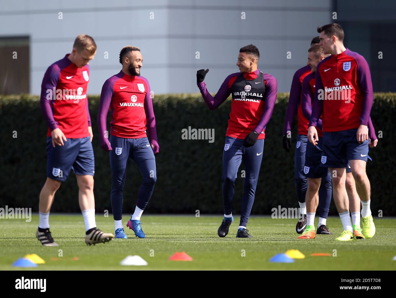 England's Nathan Redmond and Jesse Lingard (right) during training at ...