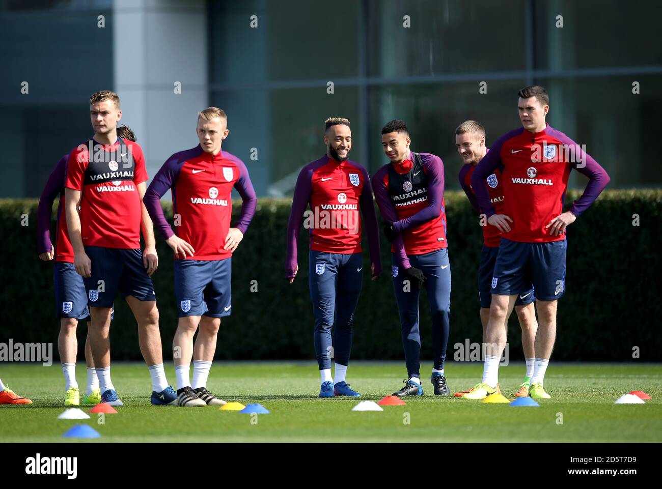 England's (left-right) Ben Gibson, James Ward-Prowse, Nathan Redmond ...