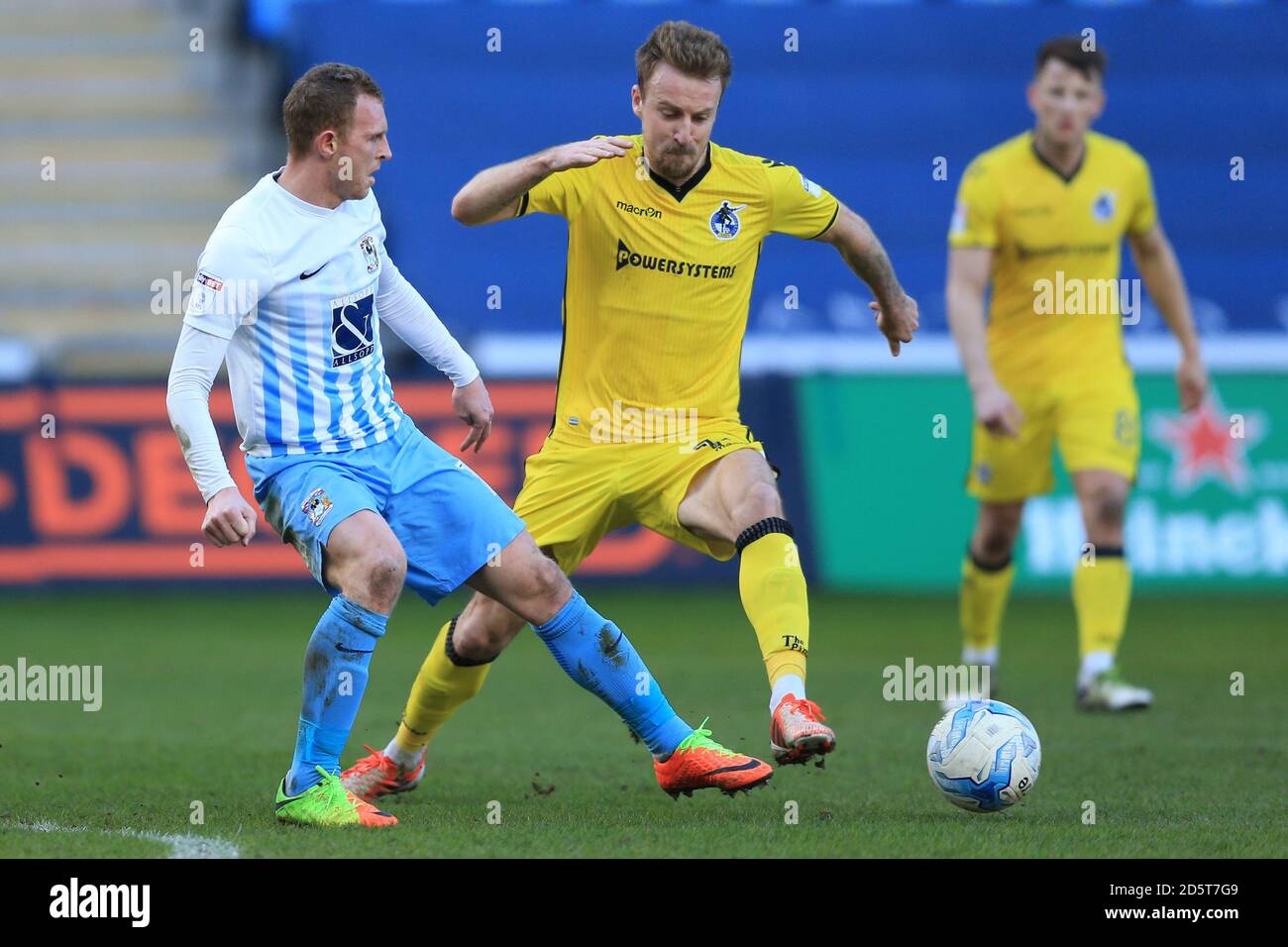 Coventry City's Stuart Beavon (right) and Bristol Rovers' Chris Lines ...