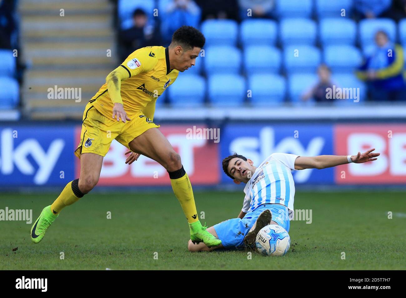 Coventry City's Ruben Lameiras (right) and Bristol Rovers' Byron Moore ...