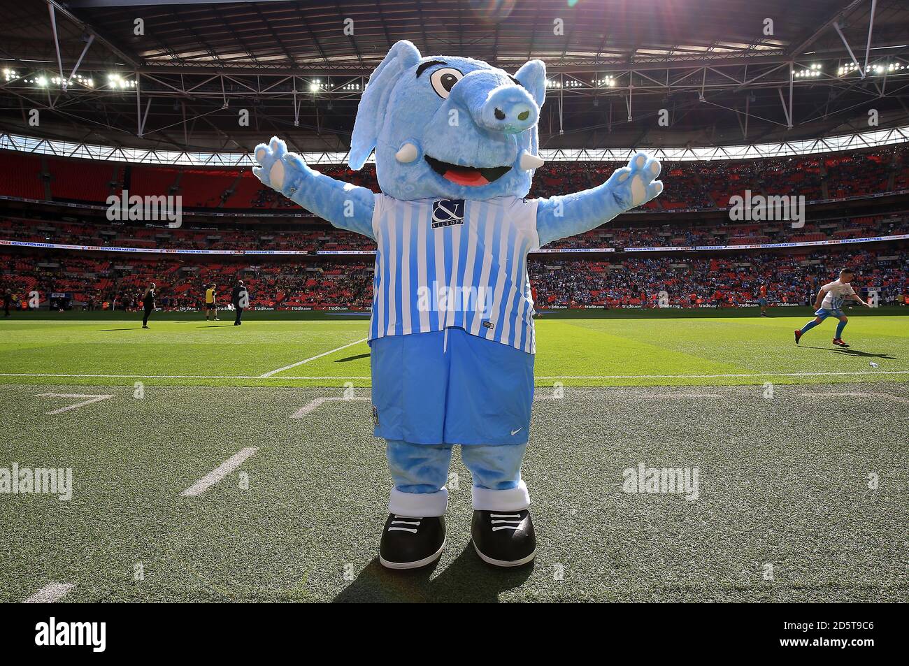 Coventry City club mascot Sky Blue Sam Stock Photo - Alamy