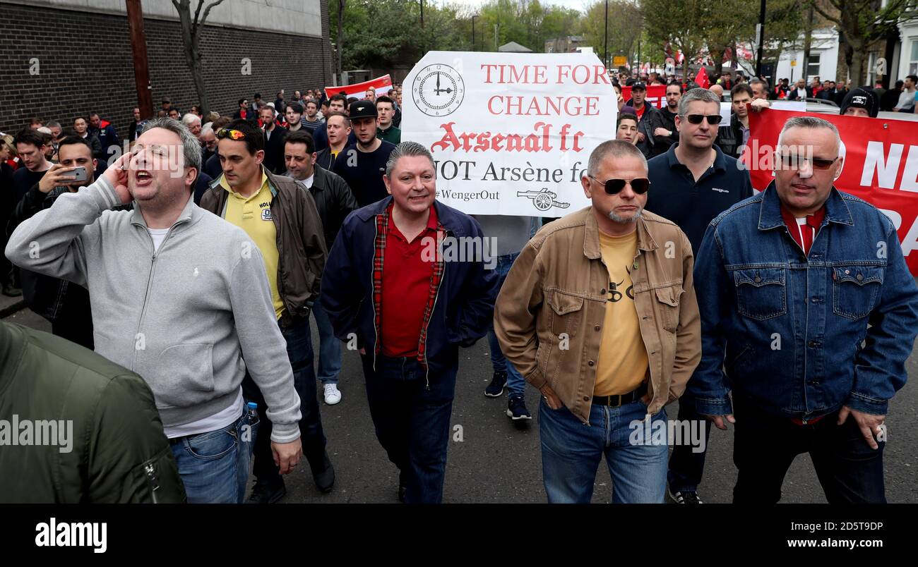Arsenal fans protest outside the ground Stock Photo - Alamy
