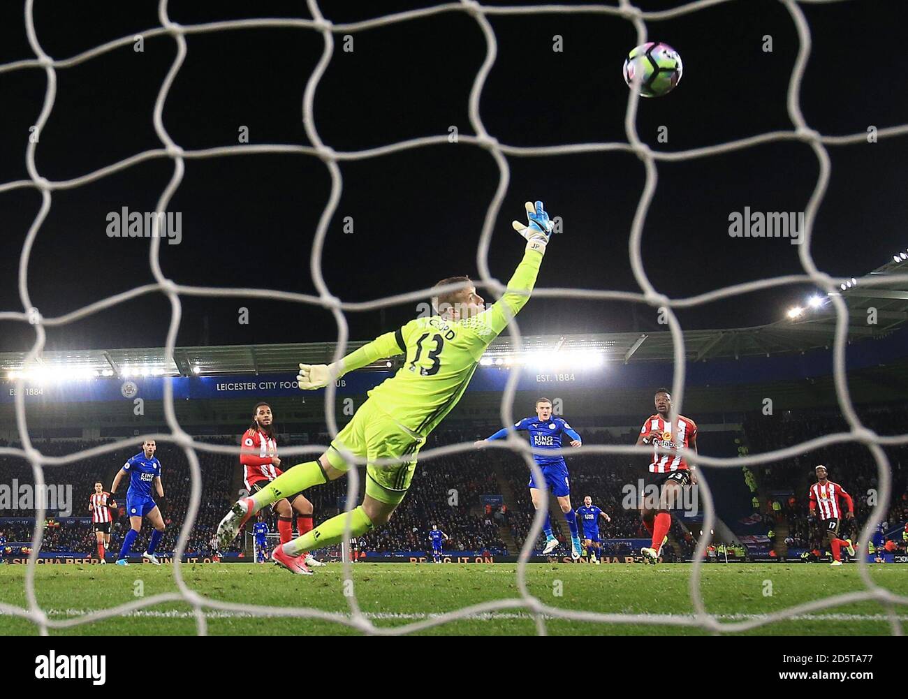 Leicester City's Jamie Vardy scores his side's second goal Stock Photo ...