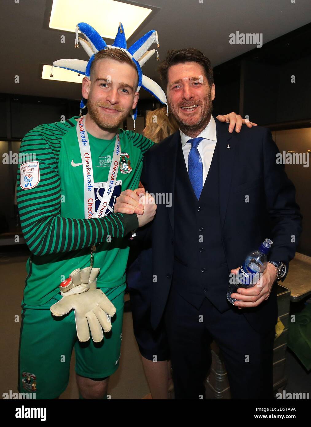Coventry City chairman Tim Fisher (right) congratulates Coventry City ...