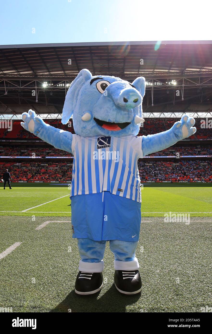Coventry City club mascot Sky Blue Sam Stock Photo - Alamy