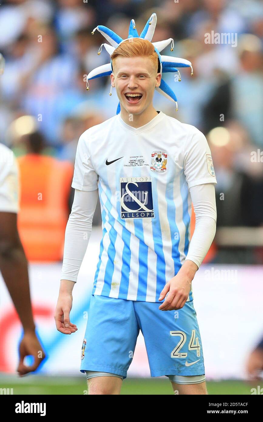 Coventry City's Ryan Haynes celebrates after the final whsitle Stock ...