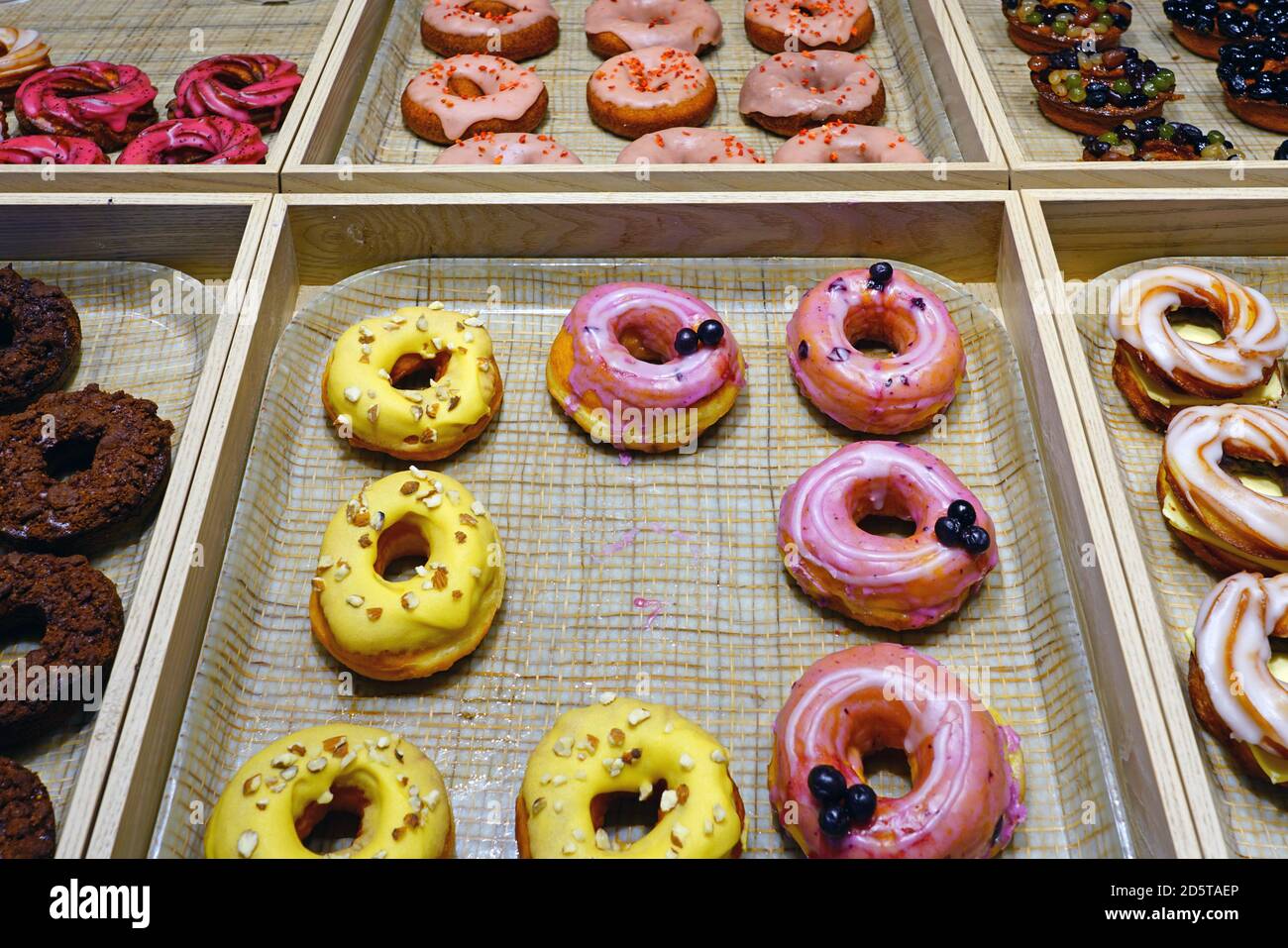 Colorful gourmet donuts in a pastry shop in Kyoto, Japan Stock Photo ...